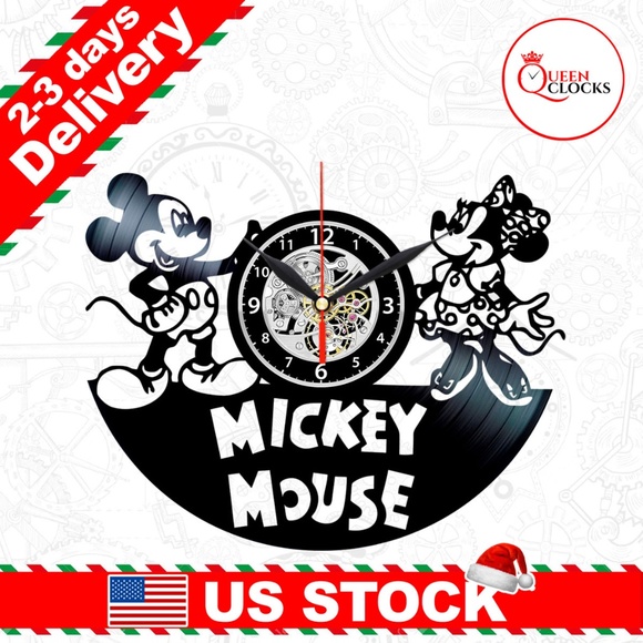 QueenClocks | Wall Decor | Mickey Mouse Vinyl Clock Wall Decor Disney ...